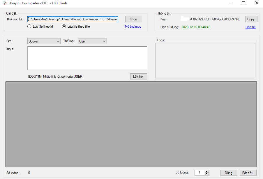 Douyin Downloader - Tải video Douyin không logo hàng loạt - H2T Tool