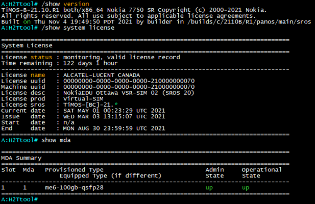 Hỗ trợ cài đặt Nokia TiMOS 21.10.R1 trên Eve-ng dùng vĩnh viễn - H2T Tool